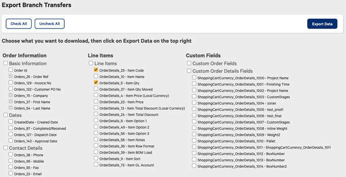 Export branch transfers – Cin7 Omni Help Center